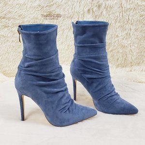 So Me | Shoes | Scrunch Slouch Blue High Heel Ankle Boots | Poshmark